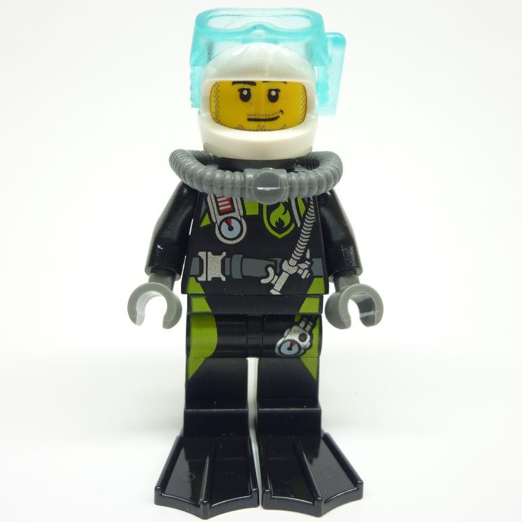 LEGO Minifigur cty0639 - Fire - Scuba Diver, Black Flippers, Dark ...