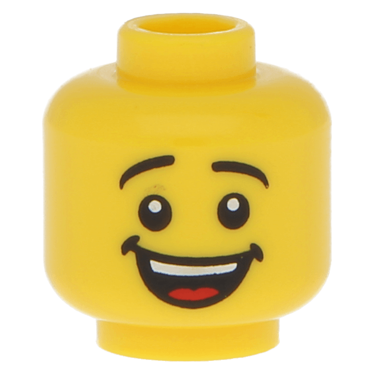 LEGO part 3626cpb1064 - Yellow Minifig, Head Male Black Eyebrows, Open ...