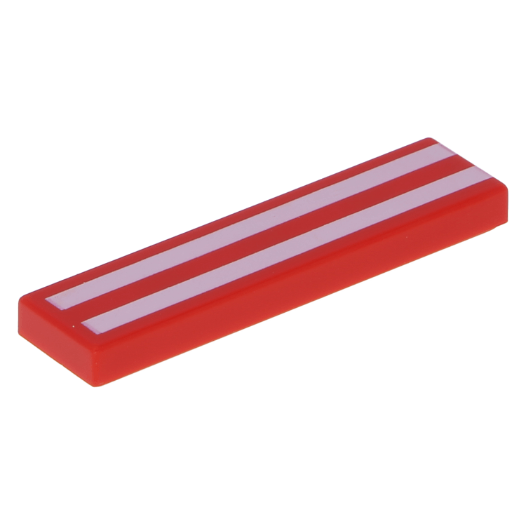 LEGO part 2431p51 - Red Tile 1 x 4 with White Horizontal Stripes ...