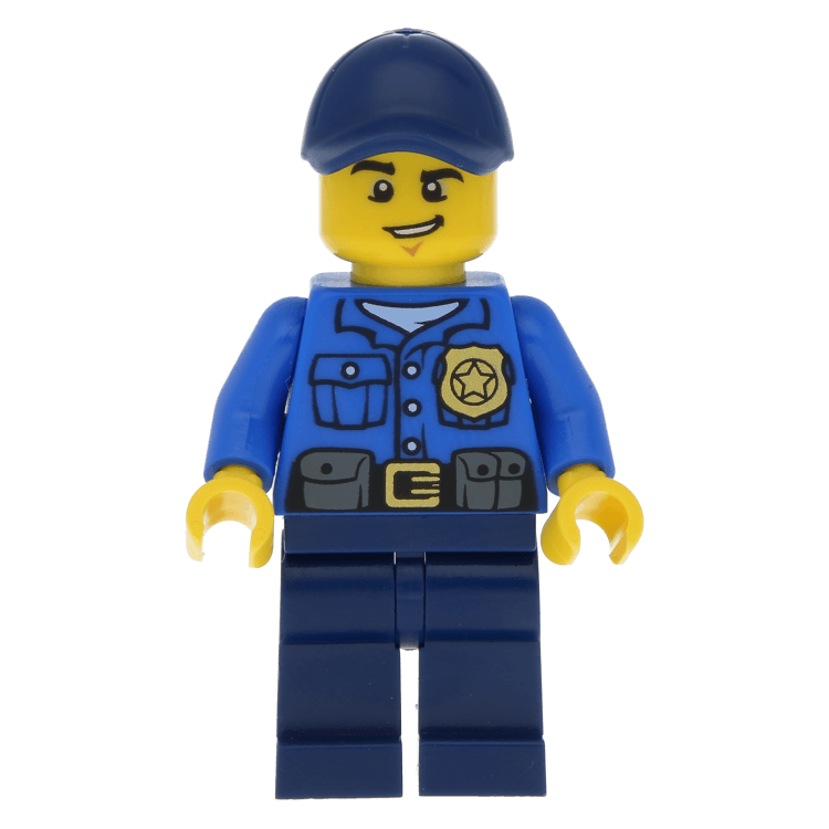 LEGO minifigure cty0454 - Police - City Officer, Gold Badge, Dark Blue ...