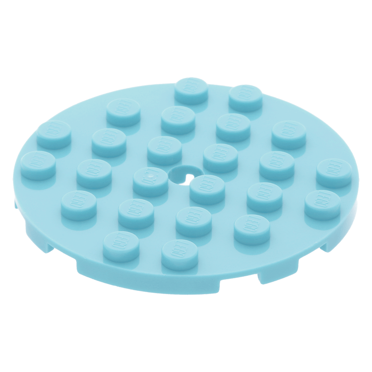 LEGO part 11213 - Medium Azure Plate, Round 6 x 6 with Hole at BrickScout