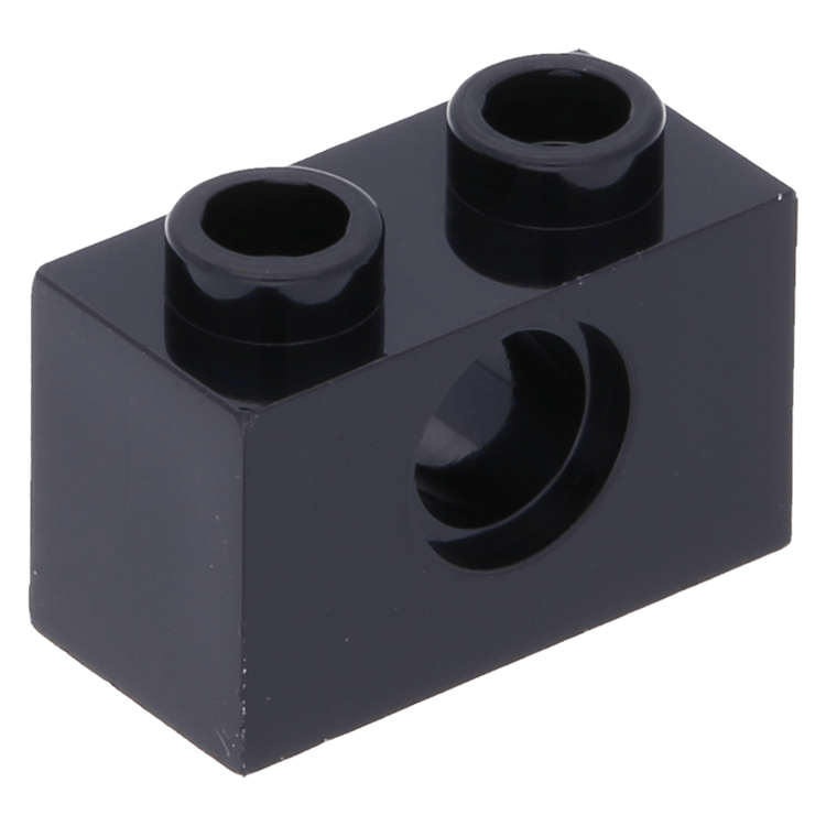 LEGO Einzelteil 3700 - Black Technic, Brick 1 x 2 with Hole bei BrickScout