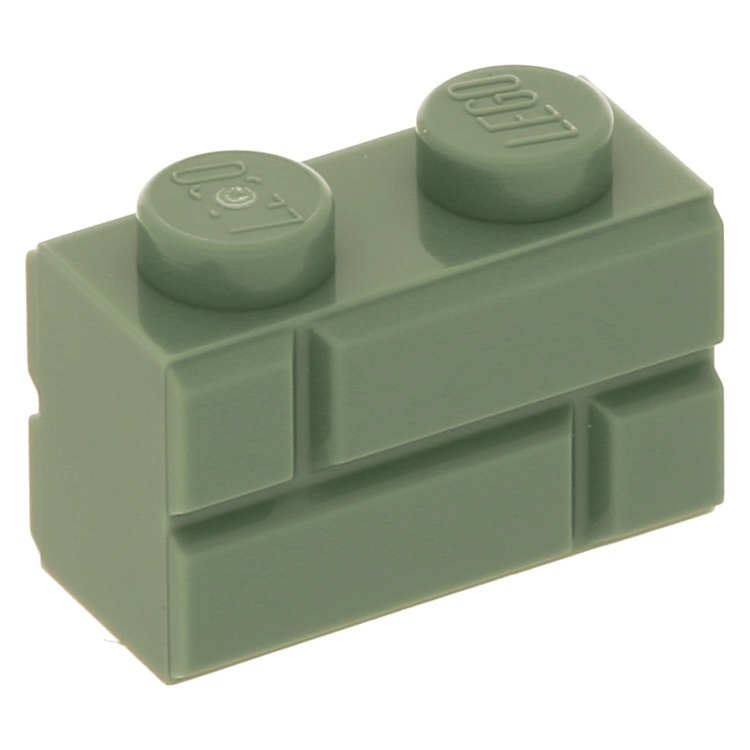 LEGO Einzelteil 98283 - Sand Green Brick, Modified 1 x 2 with Masonry ...