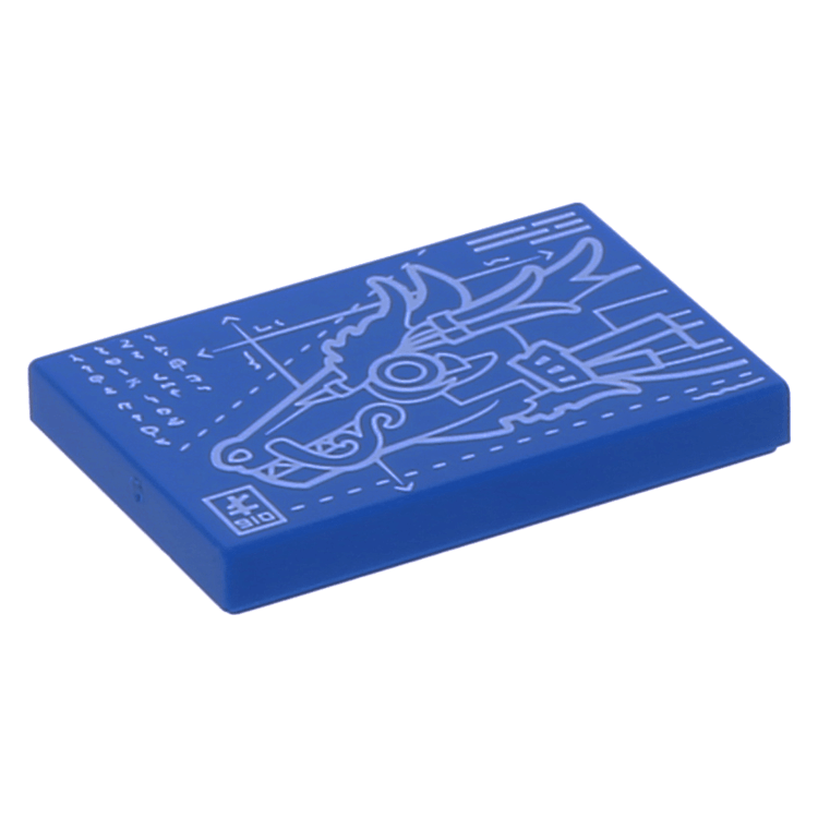 LEGO Einzelteil 26603pb006 - Blue Tile 2 x 3 with White Dragon Head ...