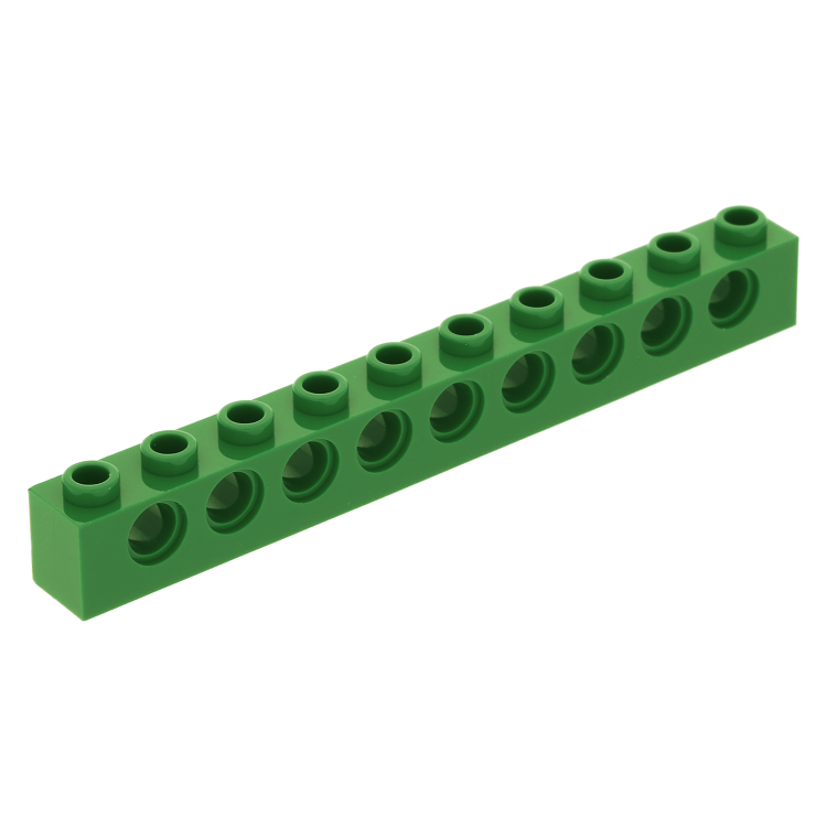 LEGO part 2730 - Green Technic, Brick 1 x 10 with Holes at BrickScout