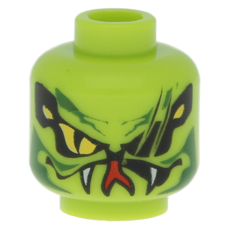 LEGO part 3626cpb0667 - Lime Minifig, Head Alien with Yellow Snake Eyes ...